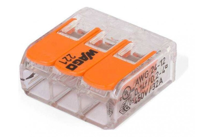 221–613 КВТ- Клеммы WAGO 221-613 (3Х6,0мм2 с рычажком) (упаковка 30шт ...